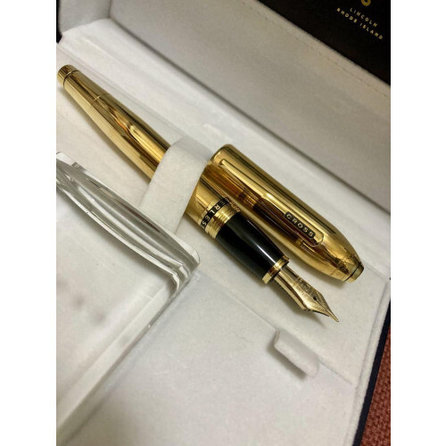 [Almost unused] Cross fountain pen, 18K gold plated, limited edition ...