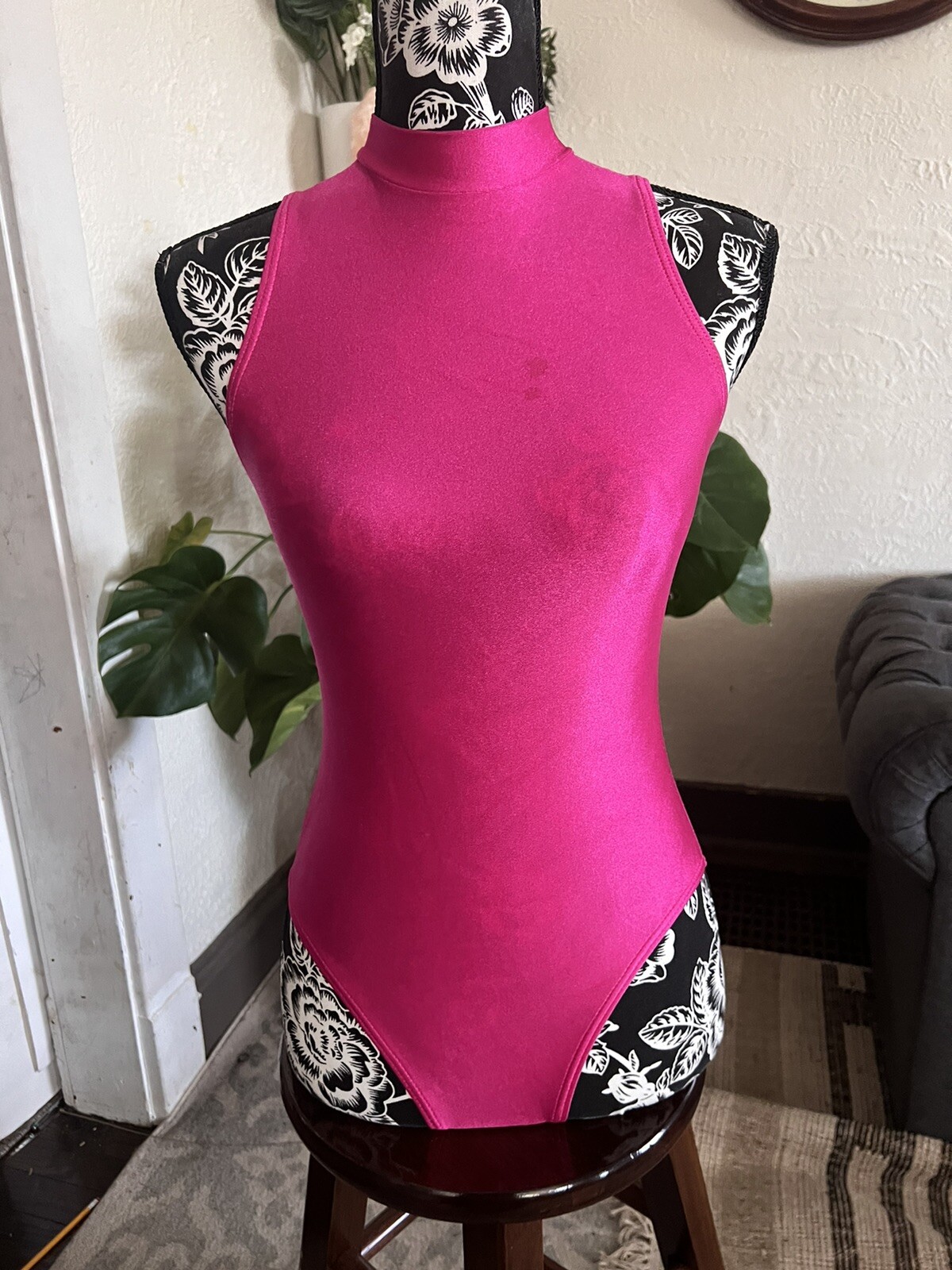 Body Wrappers high neck Leotard swimsuit sheen sat… - Gem