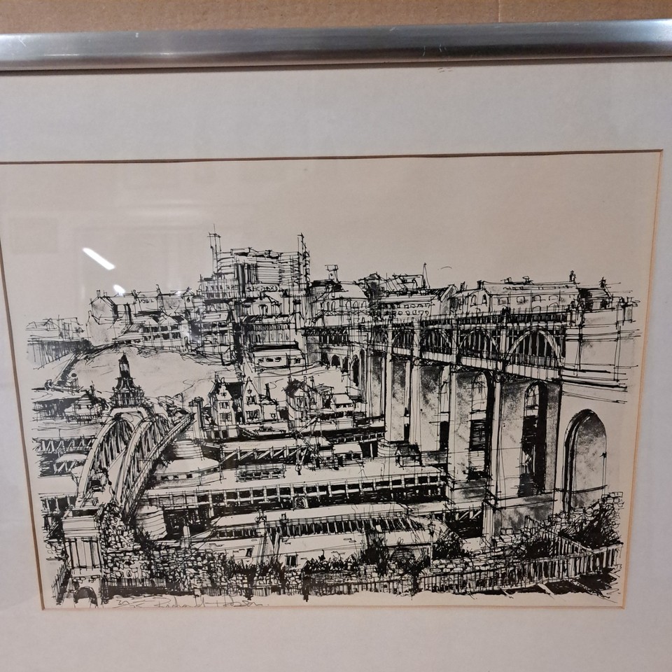 RICHARD HOBSON (1945-2004) Ltd Ed Print- Newcastle Swing Bridge ...