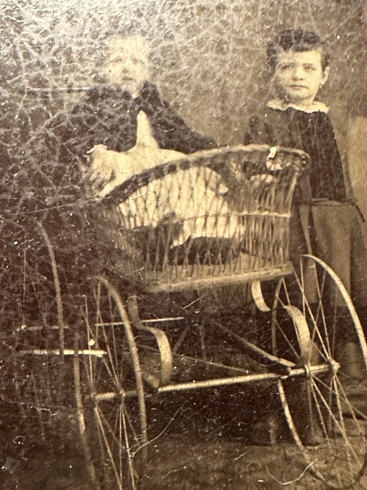 Tintype Photograph Two Small Children - One Seated in a Victorian ...