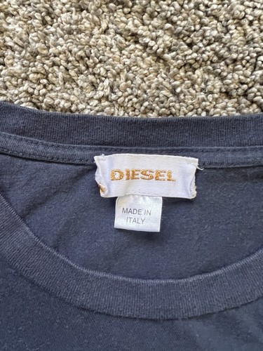 DIESEL Navy Blue Crew Neck Diesel Industry Logo T-Shirt Top Tee Size ...