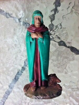 Vtg Ceramic 7" Shepherd W/ Dog Nativity Creche Stable 1970s Christmas ...