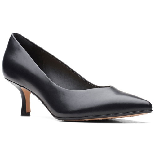 LADIES CLARKS VIOLET 55 RAE BLACK LEATHER COURT SHOE | eBay