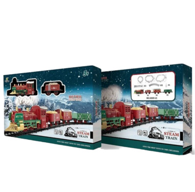 Christmas Retro Railroad Train Set w/ Sound Light Steam Train ...