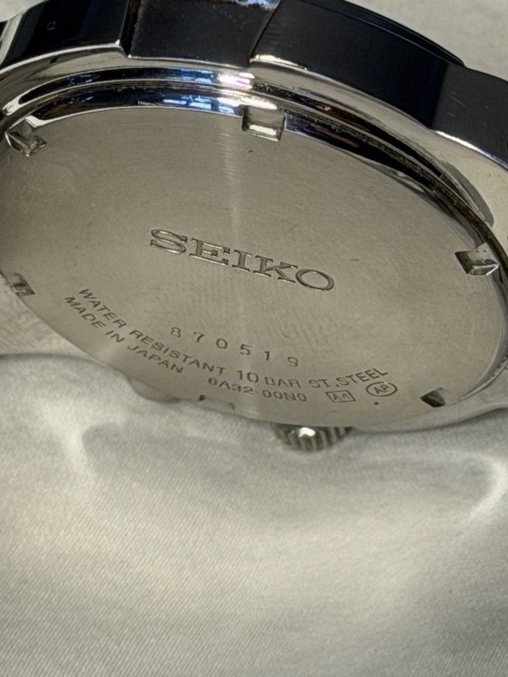 Seiko Blue Dial Auto Calendar 10 Bar Quartz Stainless Steel Watch Japan ...