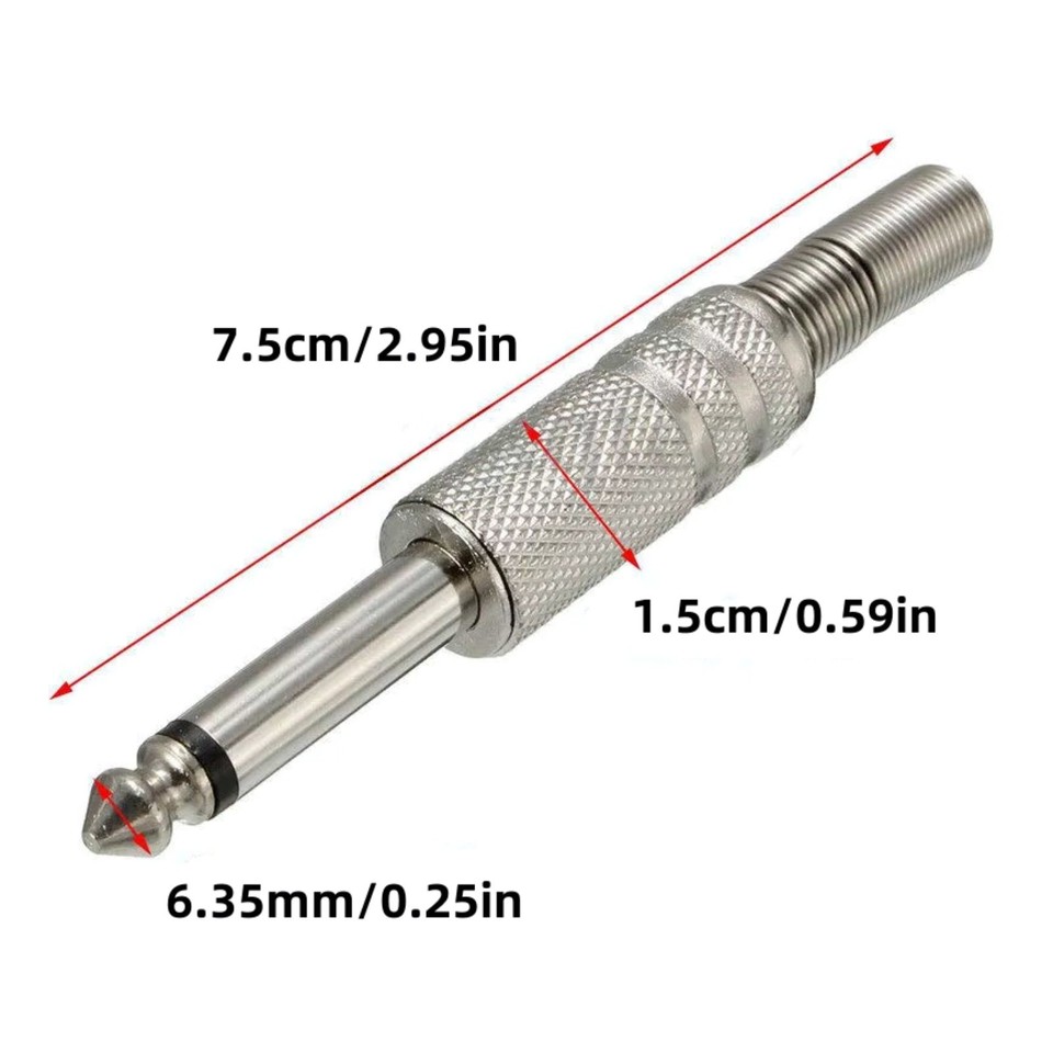 6.35mm 1/4in Mono TS Male Plug Solder Audio Cable With Rivet-Free ...