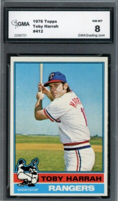 1976 Topps Toby Harrah #412 GMA Graded 8 NM-MT Texas Rangers Baseball ...