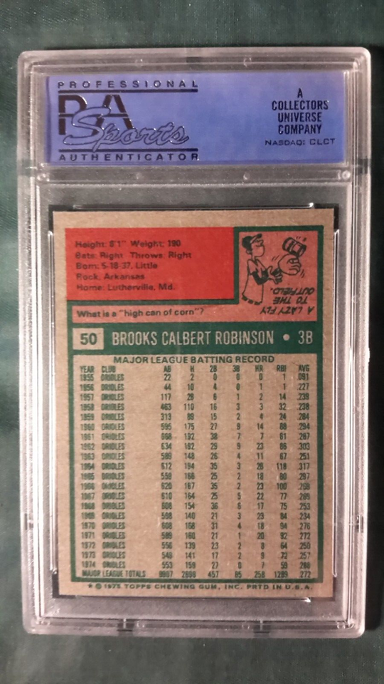 1975 TOPPS BROOKS ROBINSON CARD #50 PSA 7 BALTIMORE ORIOLES HOF | eBay