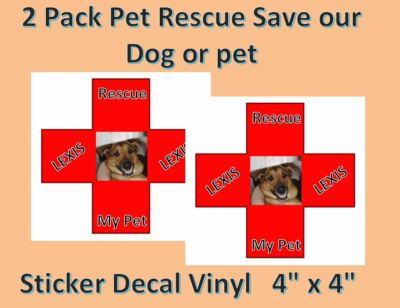 2 pack Pet Rescue window decal sticker vinyl Customized inside or ...