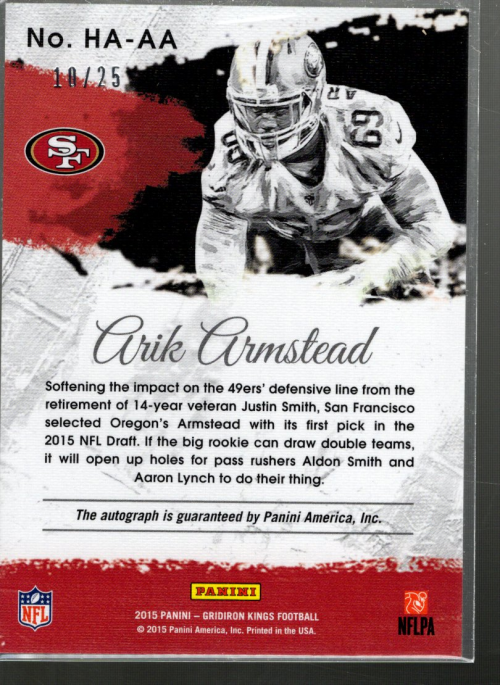B3712- 2015 Gridiron Kings Heir Apparent Autographs Blue #HAAA Arik ...