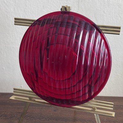 Vtg Corning Red Glass Lens Ribbed Spredlite 5⅜ D 3½ FSO Railroad Signal ...