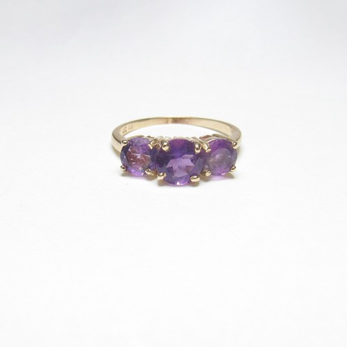Estate 10K Yellow Gold Three Natural Round Grape Purple Amethyst Ring 2.00 Cts | eBay