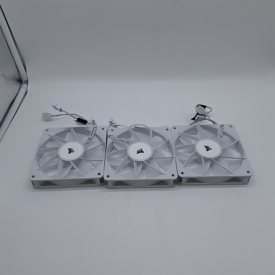 CORSAIR RS120 ARGB 120mm PWM Fan Daisy-Chain Connection – White (3 pack ...