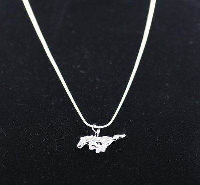 FORD MUSTANG NECKLACES IN SILVER WITH EITHER RUNNING HORSE OR TRI BAR ...