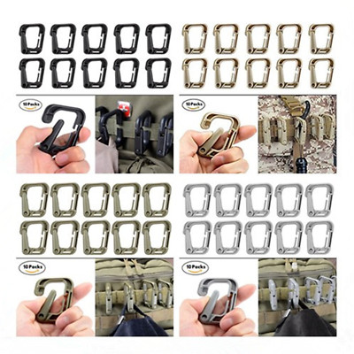 Pack of 10 Multipurpose D-Ring Locking Hanging Hook Tactical Link Snap ...
