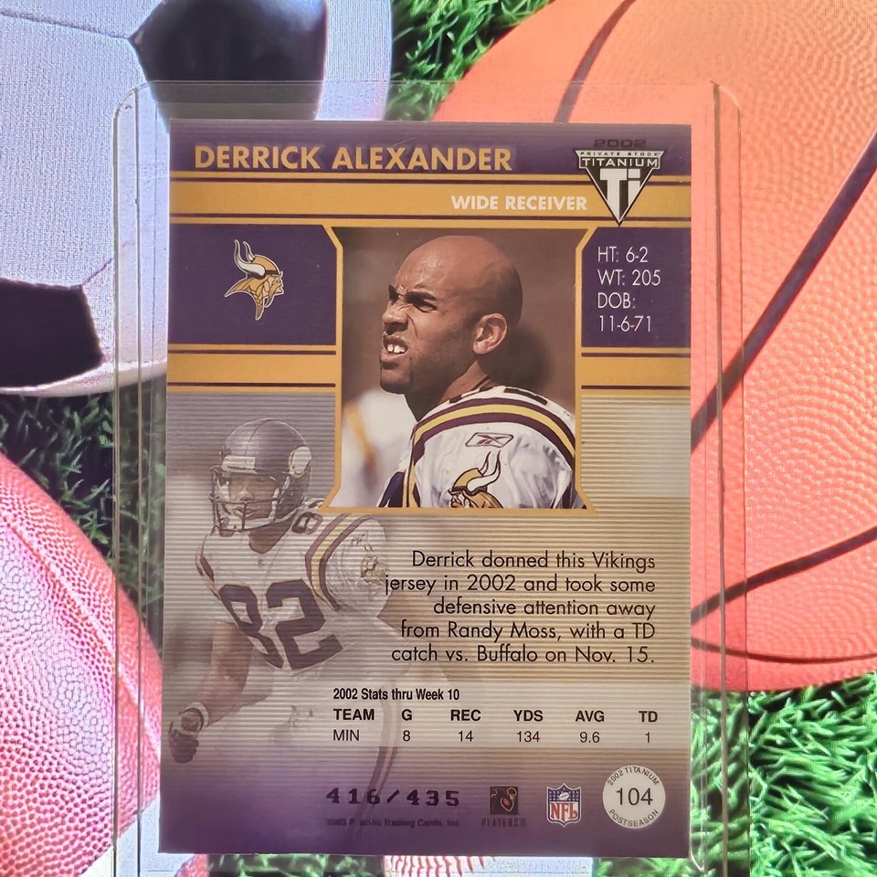 2002 Pacific Private Stock Titanium Derrick Alexander Jersey card 416/ ...