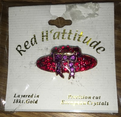 Red Hat Society Pin Red H’attitude Layered 18kt Gold w European ...