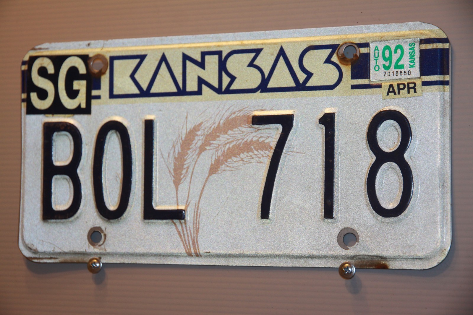 1992 KANSAS License Plate ** WHEAT GRAPHICS ** COUNTY SG | eBay