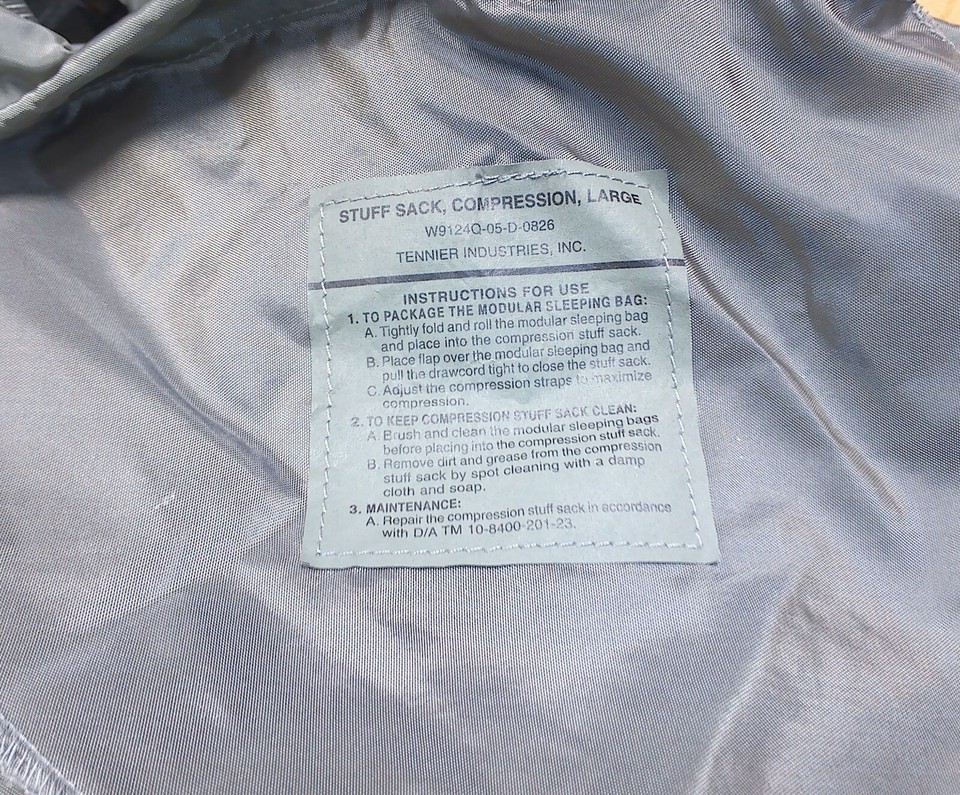 Army 5 Piece Modular Sleep System MSS Intermediate Patrol Sleeping Bag ...