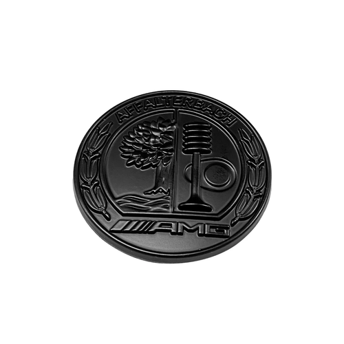 For AMG Front Hood 3D Round Emblem 57mm Paste Badge Decal Black Apple ...