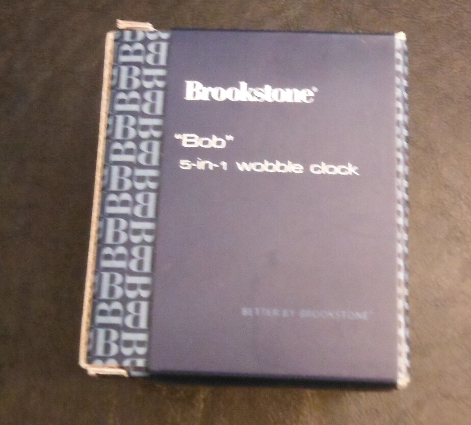 NEW Silver Brookstone Bob 5 in 1 Wobble Clock time date Alarm Timer ...