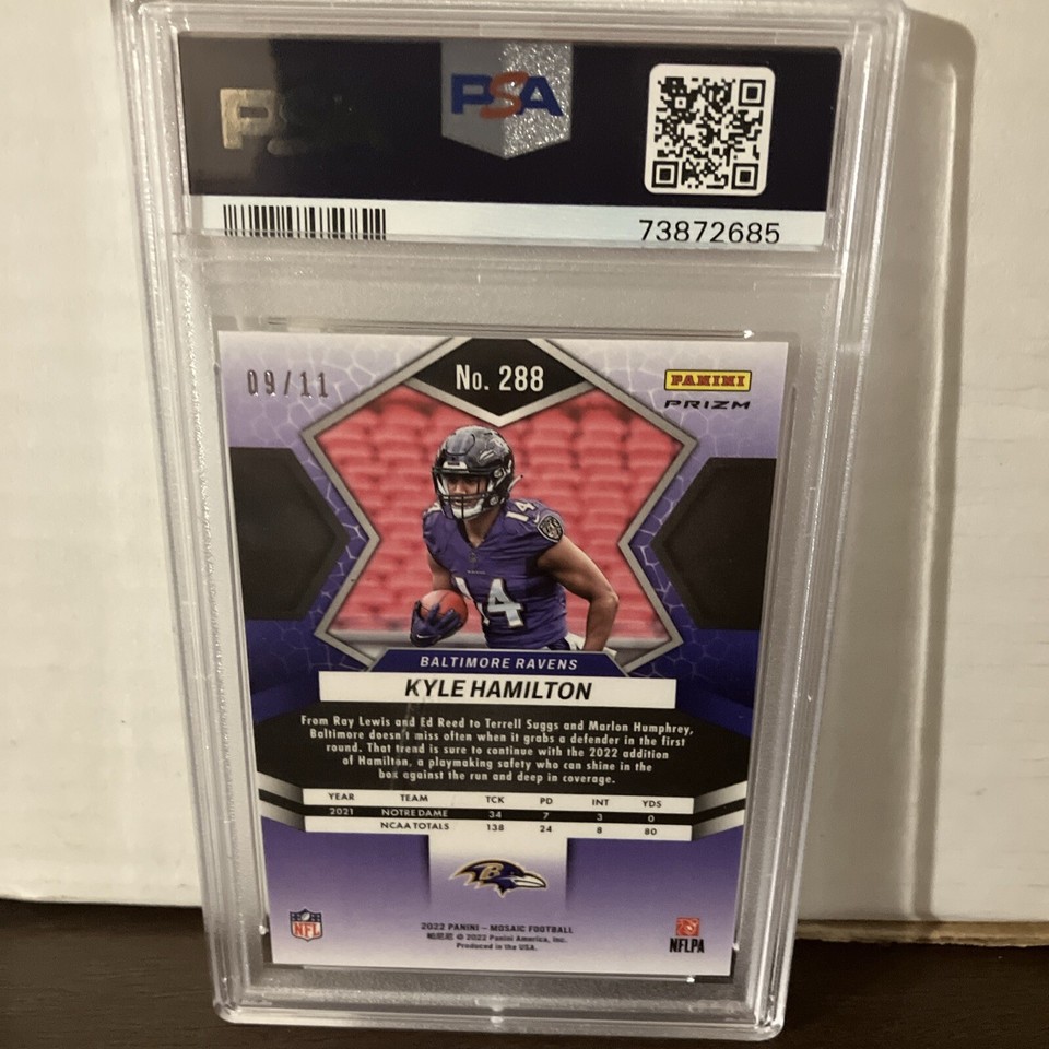 Kyle Hamilton Rookie Card 2022 Panini Mosaic - Pink Swirl 9 /11 PSA 10 ...