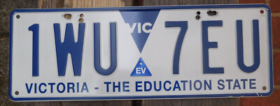 License Plate Number Plate Vic Education State EV triangle addition 1WU ...