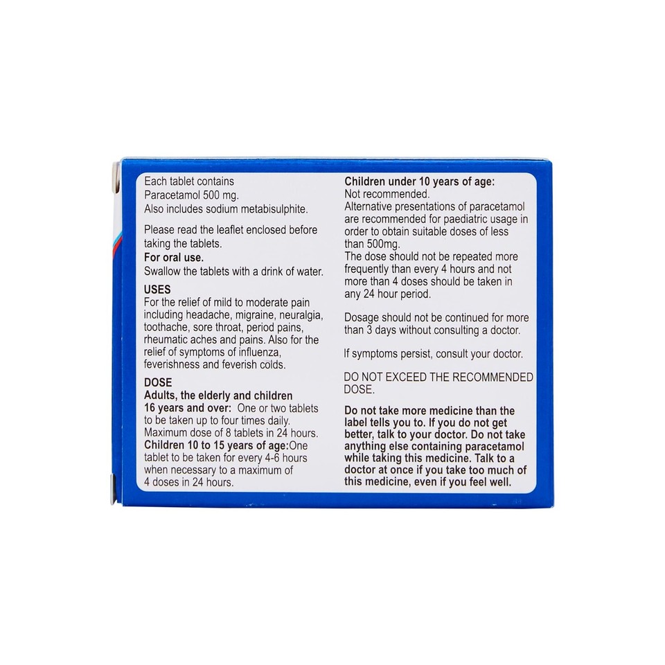 Flamingo Paracetaml 500mg Tablets /Caplets Headache, Migraine, Cold Flu ...