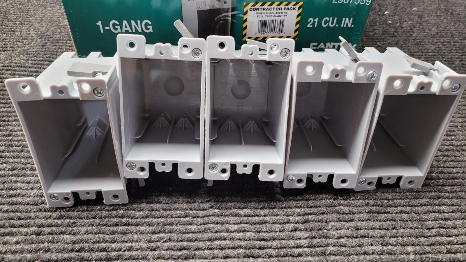 Lot of 5 EZ21SO Pvc Old Work 1 Gang, Cantex Industries, Single Outlet ...