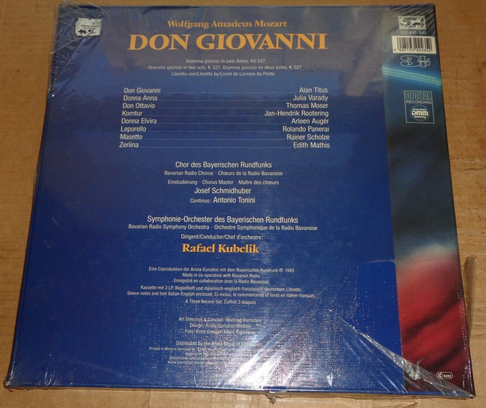 Kubelik/Titus/Varady/Panerai MOZART Don Giovanni - Eurodisc 302 435-445 ...