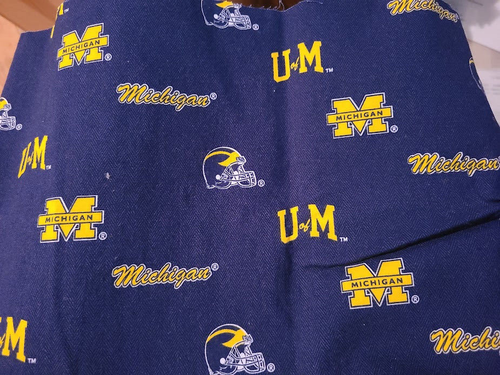 University of Michigan Wolverines Cotton Fabric 42"x9" Crafts UM Logo ...