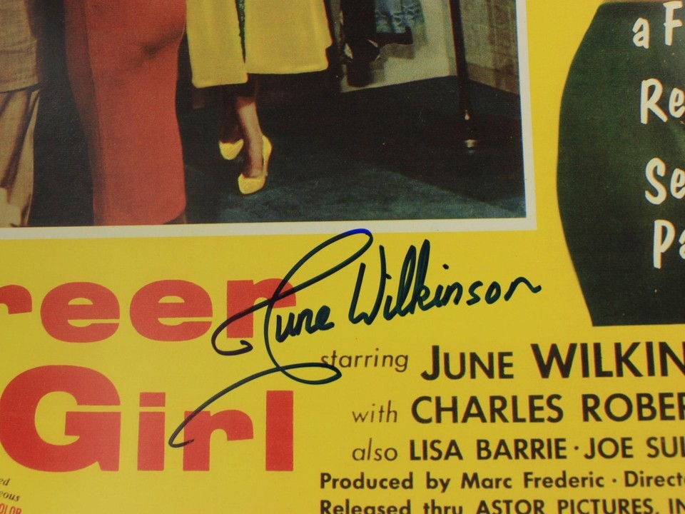 PLAYBOY MODEL JUNE WILKINSON (1940-2025) AUTOGRAPH CAREER GIRL LOBBY ...
