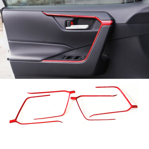 Red Interior Door Decoration Strip Cover Trim For Toyota RAV4 2019-2024 ...