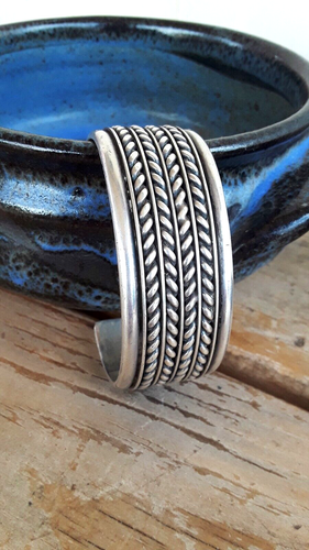 Vintage Tom Hawk Heavy Sterling Silver Rope or Wheat Cuff Bracelet M JB057 | eBay