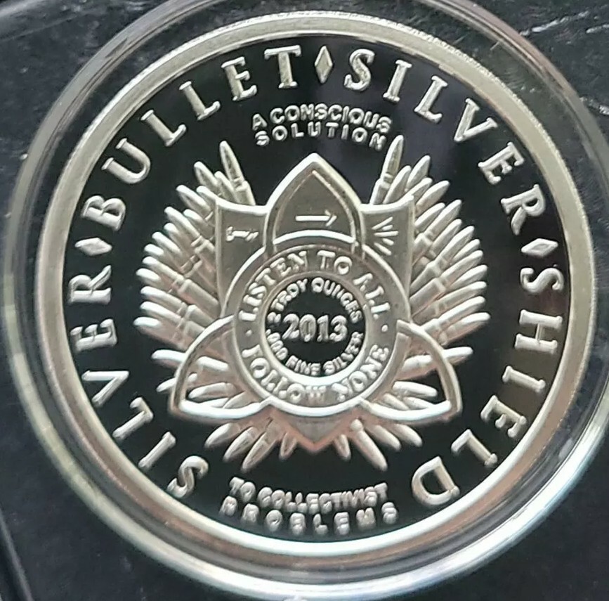 2 OZ .999 PURE SILVER SHIELD PROOF 2013 WARBIRD ROUND COIN DEBT AND ...