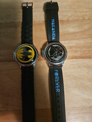 Lot Of 2 Batman Black Panther Watches DC Marvel Accutime Spinning Tops ...