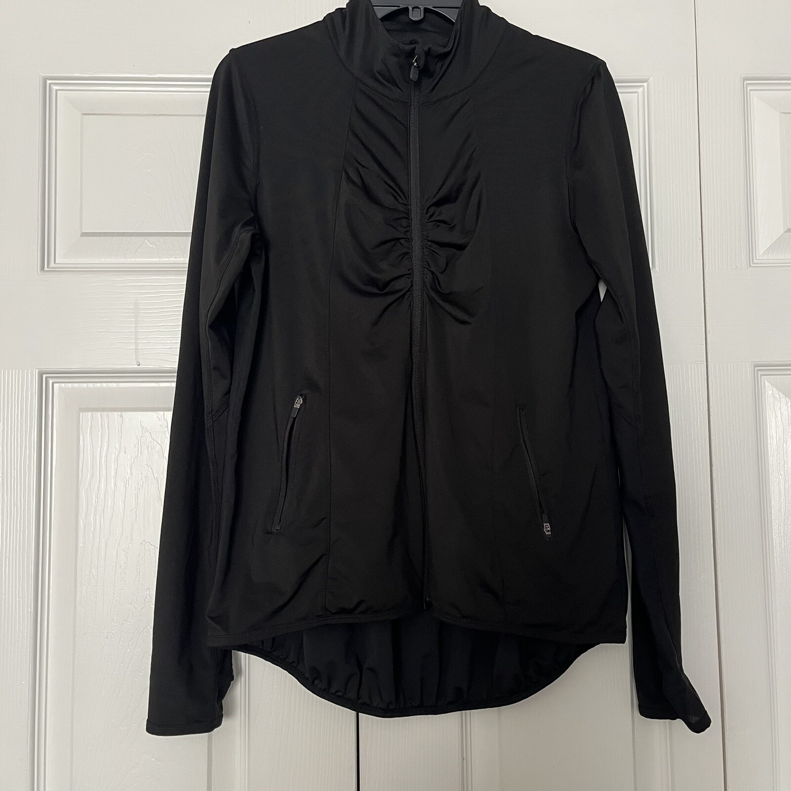 Kyodan Women's Activewear Top Long Sleeve Full Zip Hi-Low Ruched front ...