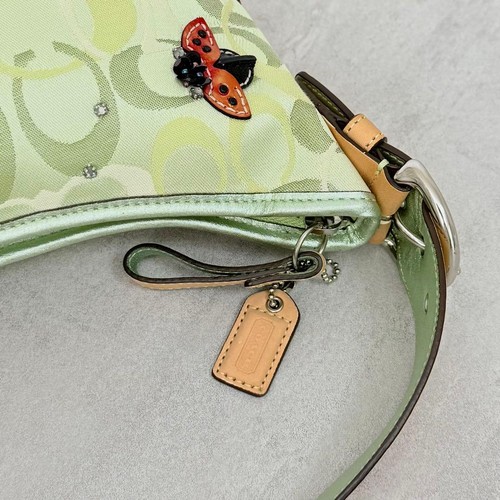 Rare Coach Ladybug Optic Green Canvas Bag w/Charm 26×16cm 2005 Model ...