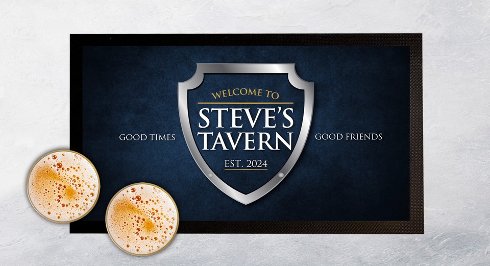 Personalised bar runner mat - Man Cave Beer Bar runner beer mat CSBR1 ...