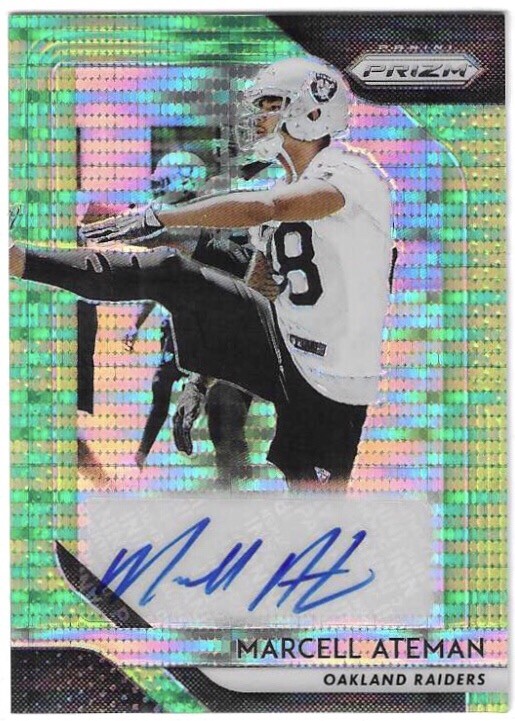 2018 PRIZM MARCELL ATEMAN NEON GREEN AUTO RC #RA-MA OAKLAND RAIDERS ...
