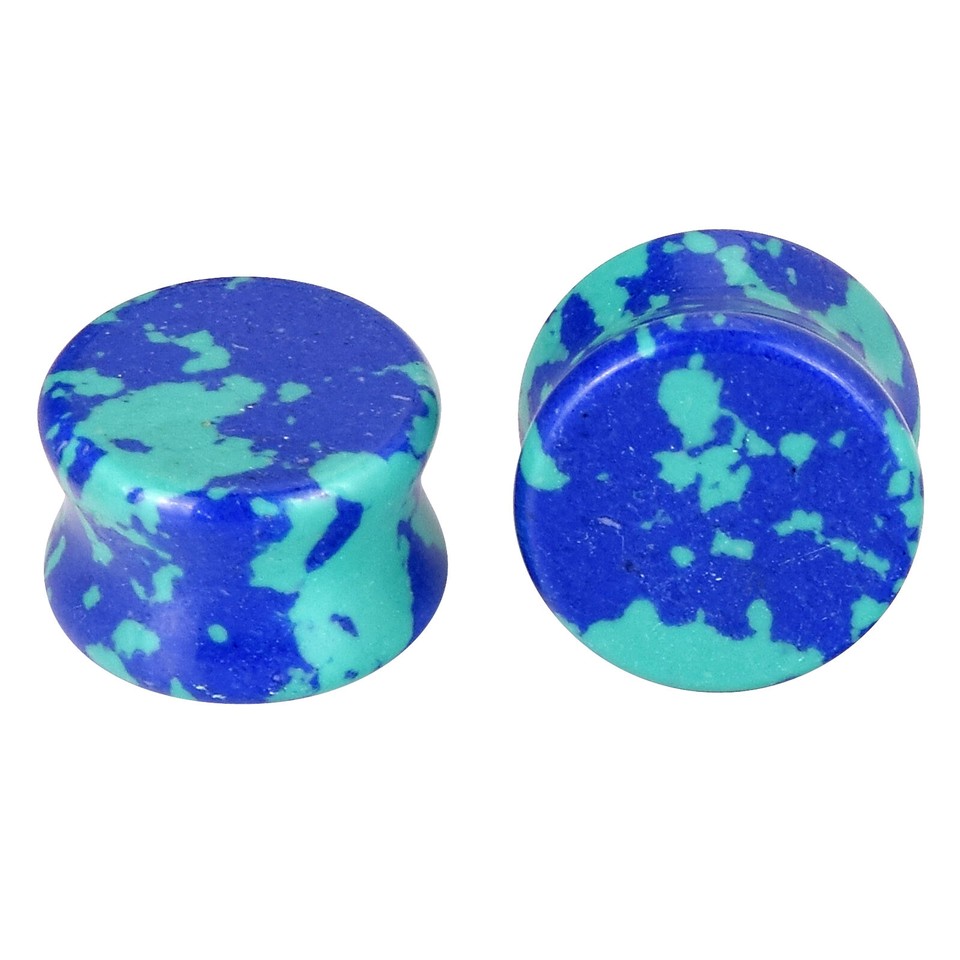 PAIR Organic Natural Stone Ear Gauges Ear Plugs Double Flared Piercing ...