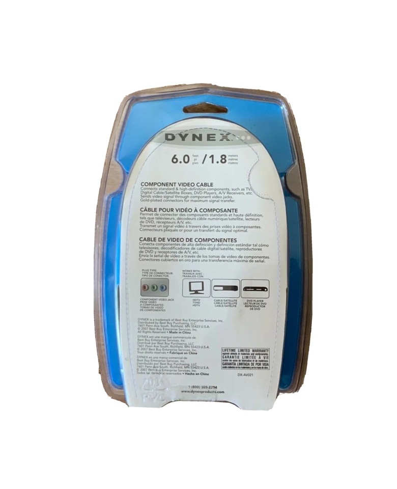 6FT Component Video Cable 3 RCA Red Green Blue RGB Coaxial for HDTV DVD ...