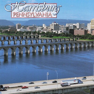 Postcard PA Harrisburg Pennsylvania John Harris Bridge I-83 Susquehanna ...