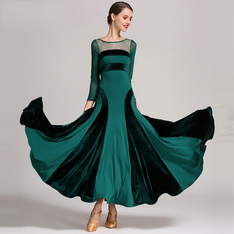 Lady Velvet Waltz Ballroom Dance Dress Modern Tango Swing Practice ...
