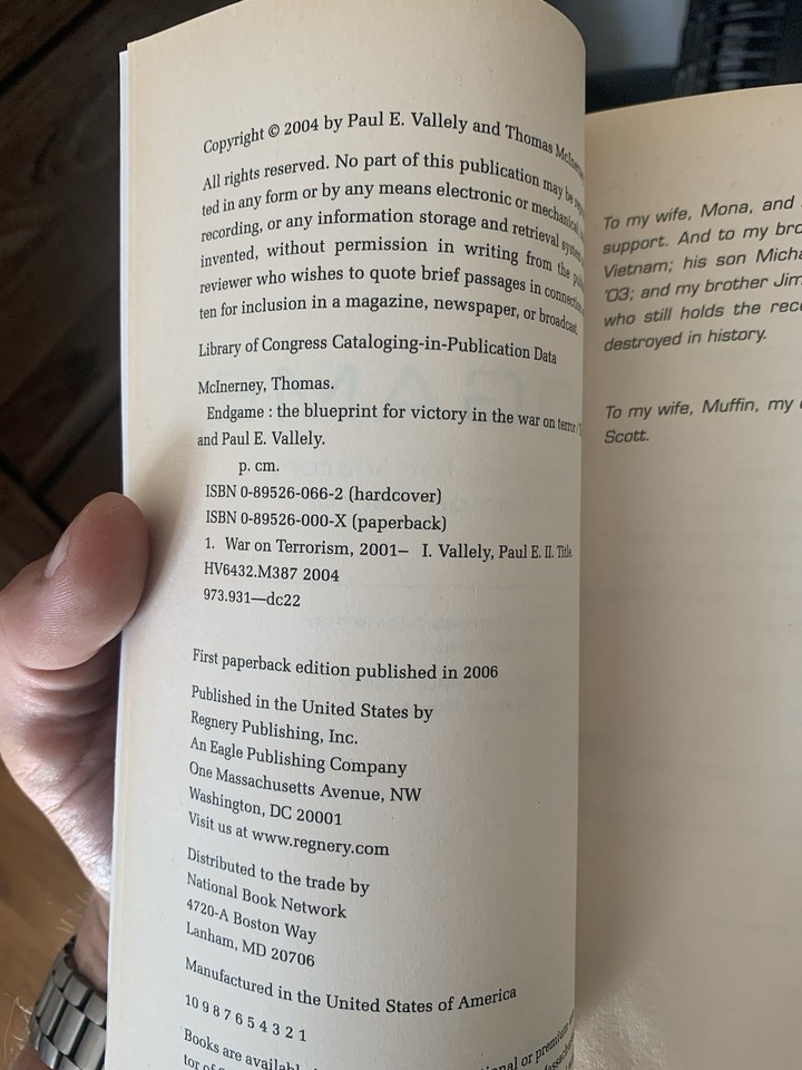 END GAME: Victory in the War on Terror. LTG McInerny & MG Vallely. 2004 ...