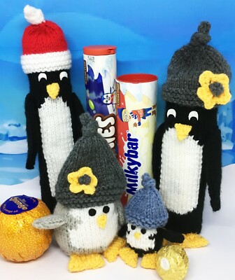 KNITTING PATTERN 302: Christmas penguin chocolate holder, Smarties etc ...