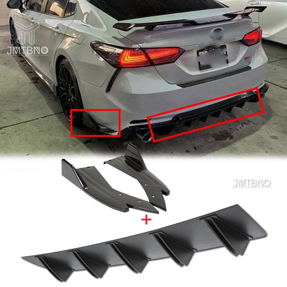 For Toyota Camry LE TRD XLE Car Rear Diffuser Splitter Lip+Wrap Angle ...