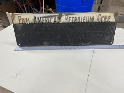 Pan American Oil Lease Sign Vintage Gas Embossed Metal Pump From Oil ...