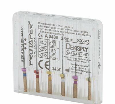 Dentsply Rotary ProTaper Universal Engine NiTi Files 25 mm SX-F3 (6 ...