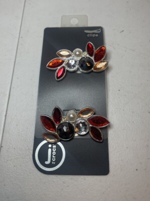 Crocs JIBBITZ rare clip-on shoe charms gems jewels pearl fall leaves ...